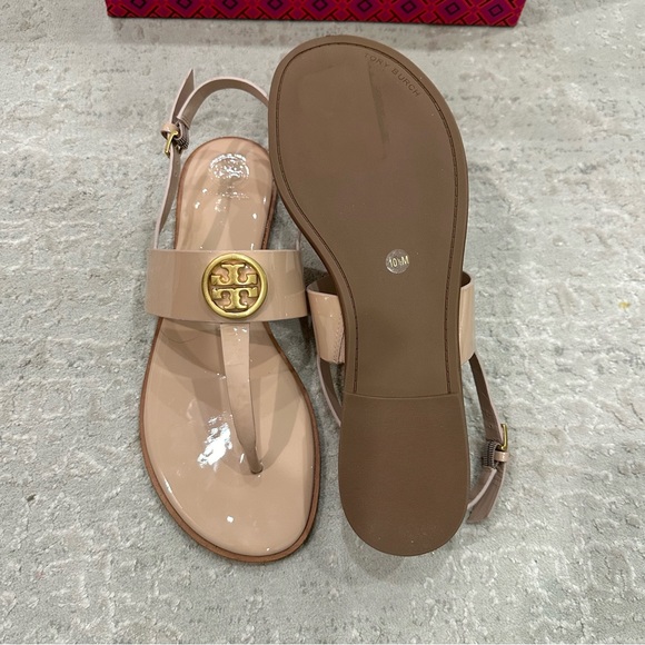 Tory Burch | Shoes | Tory Burch Benton 2 Flat Thong Sandal In Goan Sand And Brass | Poshmark